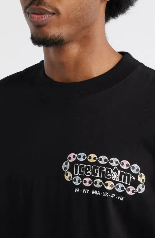 ICECREAM Jupiter Layered Long Sleeve Cotton Graphic T-shirt - Black