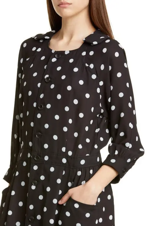 Comme Des Garçons Polka Dot Georgette Button Front Dress