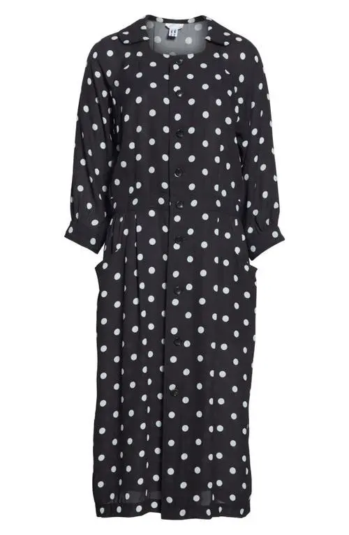 Comme Des Garçons Polka Dot Georgette Button Front Dress