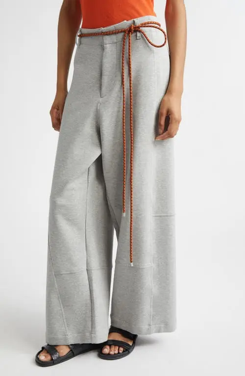 Plan C Cotton-blend Scuba Knit Wide Leg Pants - Granite Grey Melange