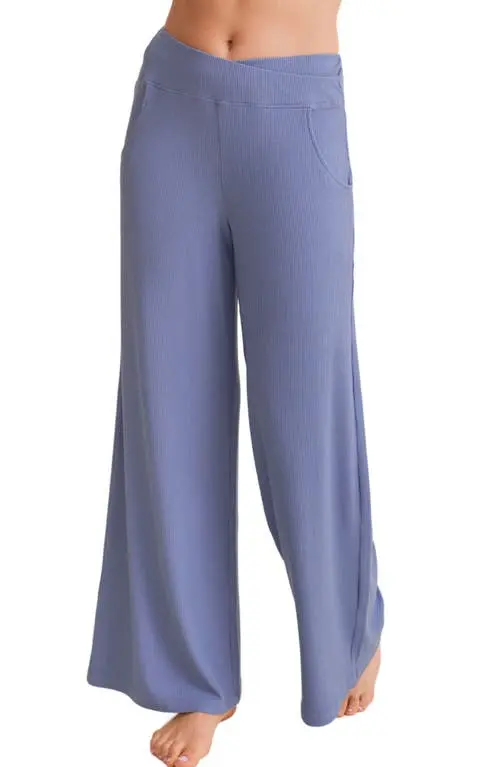 Fleur't Wide Leg Lounge Pants - Denim Waffle