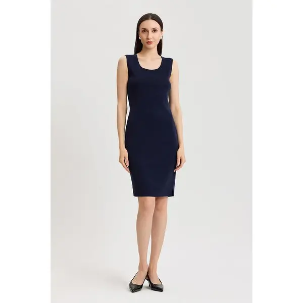 Ming Wang Sleeveless Knit Sheath Dress - Indigo