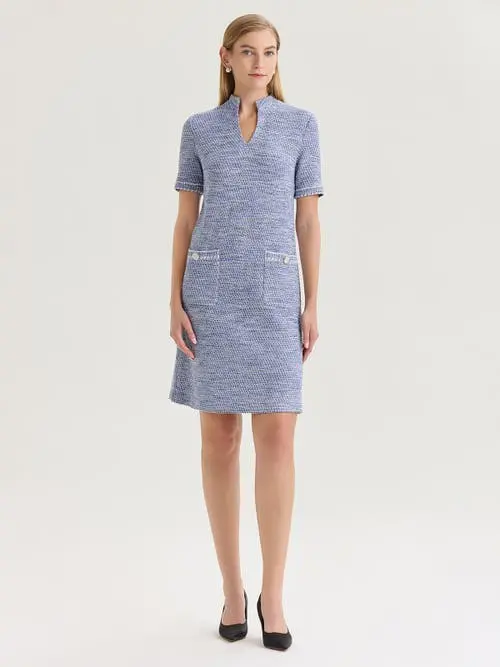 Misook Melange Tweed Knit Shift Dress