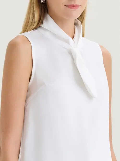 Misook Sleeveless Tie-neck Blouse