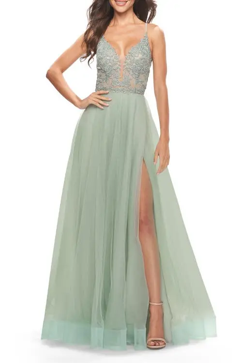 La Femme Tulle Gown With Lace Bodice