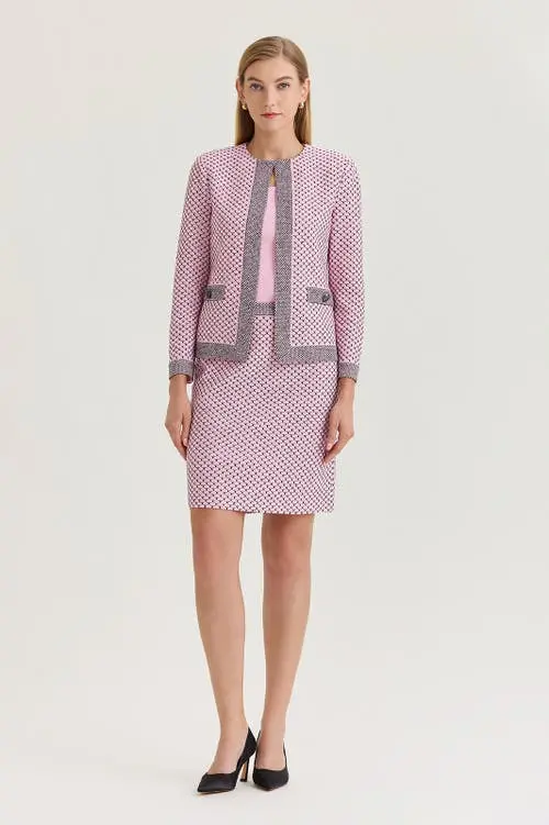 Ming Wang Shell Stitch Straight Knit Skirt