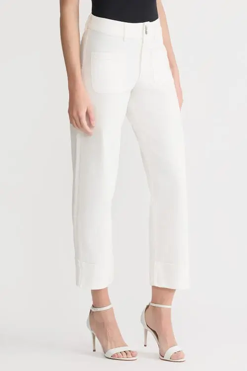 Ming Wang Cropped Wide-leg Jeans With Cuffed Hem