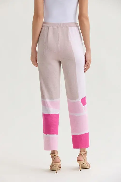 Ming Wang Soft Knit Colorblock Ankle Pants