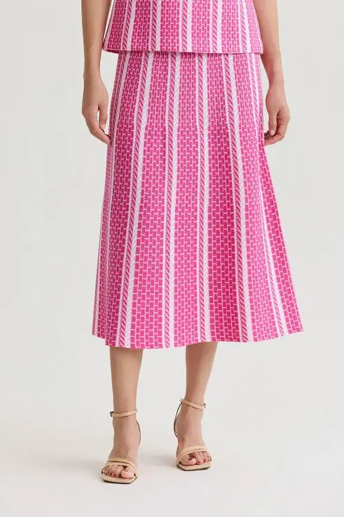 Ming Wang Roadmap Pattern Knit Midi Skirt