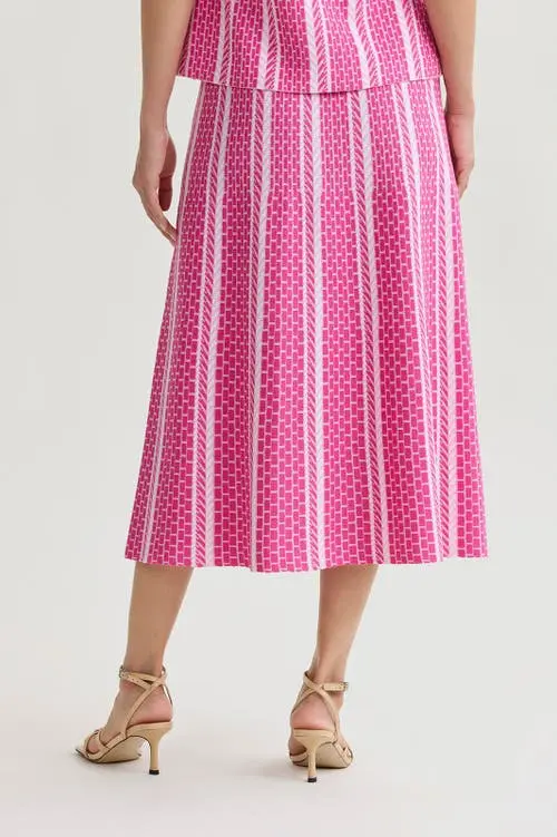 Ming Wang Roadmap Pattern Knit Midi Skirt