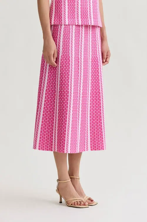 Ming Wang Roadmap Pattern Knit Midi Skirt