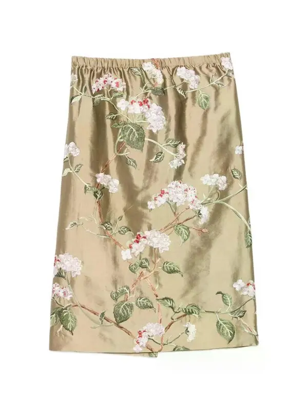 AO YES Floral-embroidered Skirt