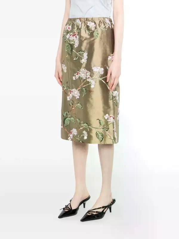 AO YES Floral-embroidered Skirt