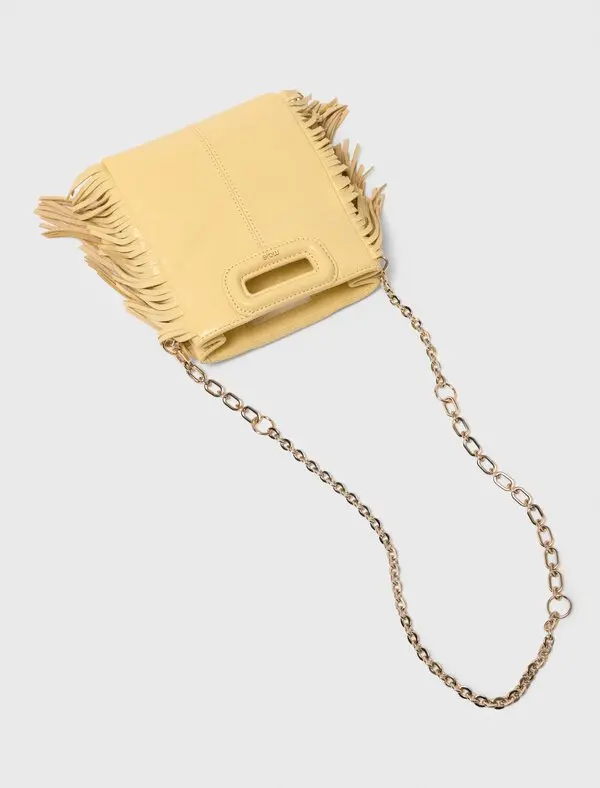 Maje Matte Crackled Leather Mini Bag With Fringe
