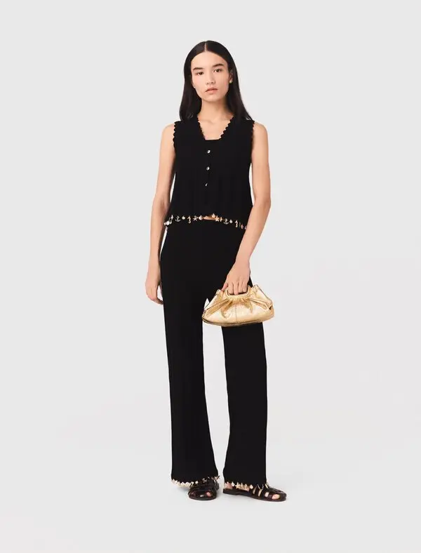Maje Sleeveless Knit Waistcoat With Embellishments