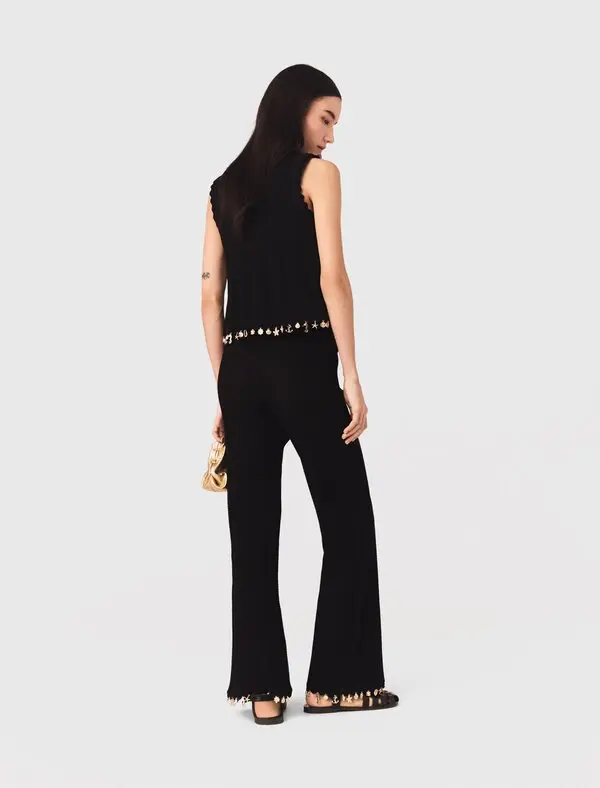 Maje Sleeveless Knit Waistcoat With Embellishments