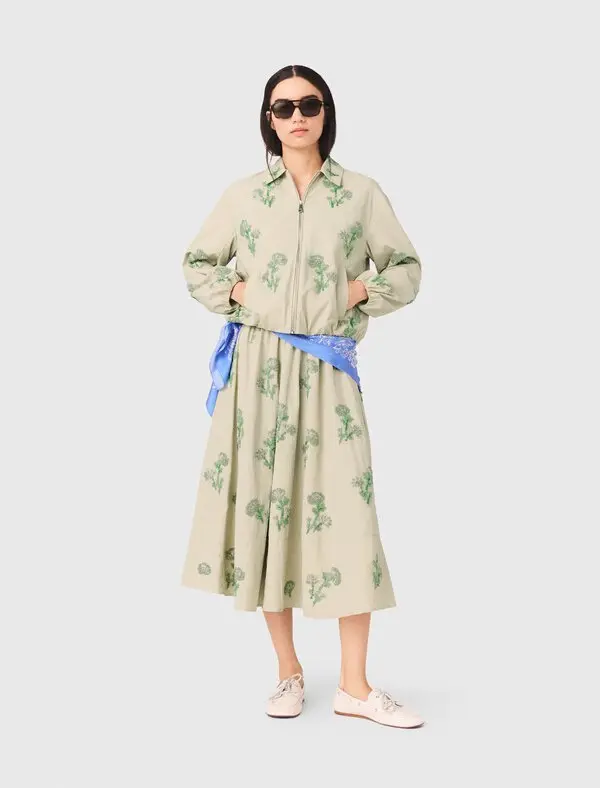 Maje Beaded Floral Embroidered Technical Jacket - Beige