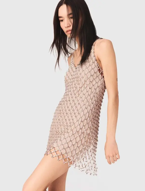 Maje Embellished Beaded Mini Dress - Ecru
