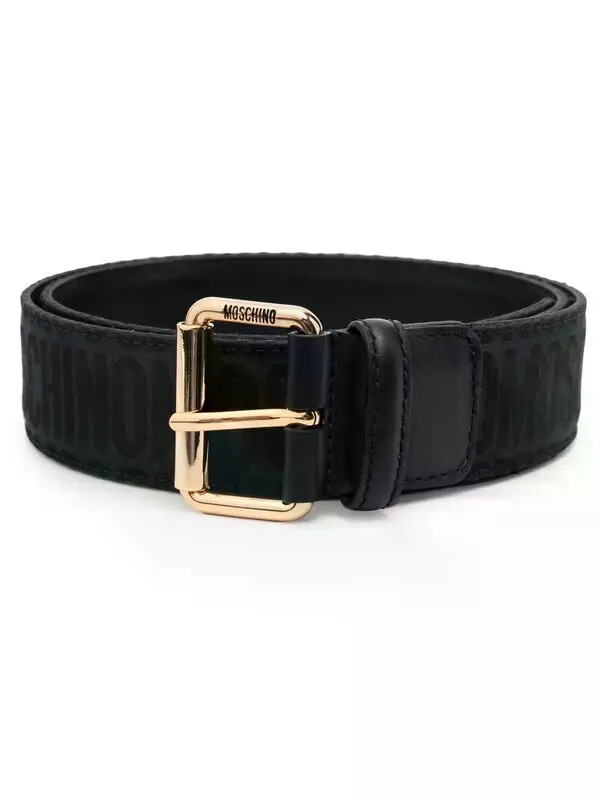 Moschino Monogram Leather Belt - Black