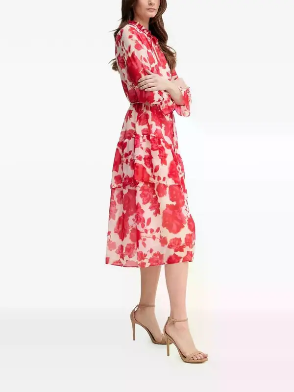 MARC AUREL Ruffled Floral-print Midi Dress