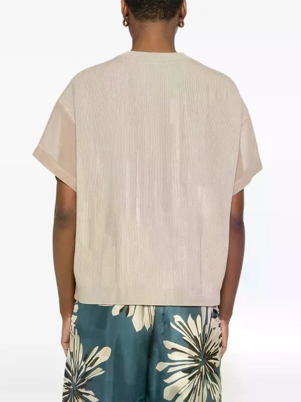 Brunello Cucinelli Panelled Ribbed T-shirt - Neutrals