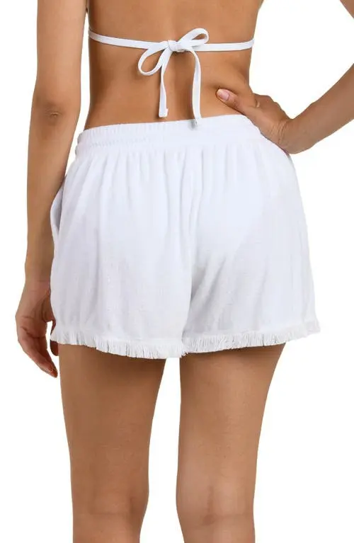 La Blanca Fringe Drawstring Terry Shorts