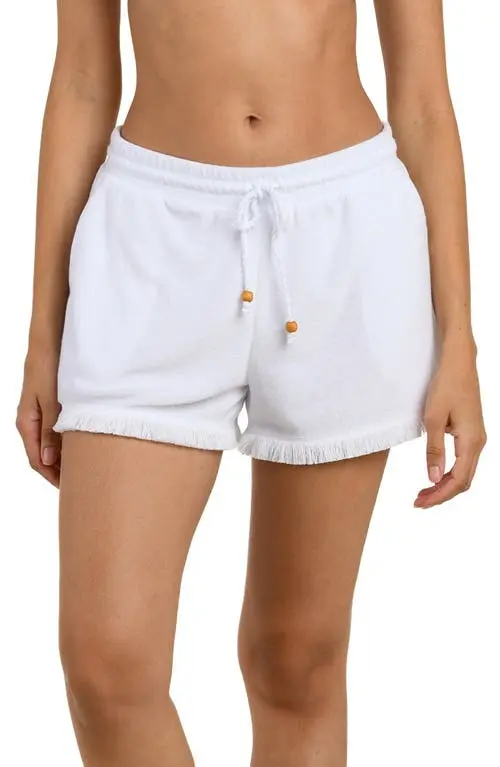 La Blanca Fringe Drawstring Terry Shorts