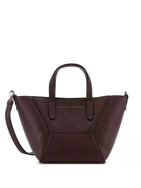 Brunello Cucinelli Textured Top Handle Shoulder Bag - Brown
