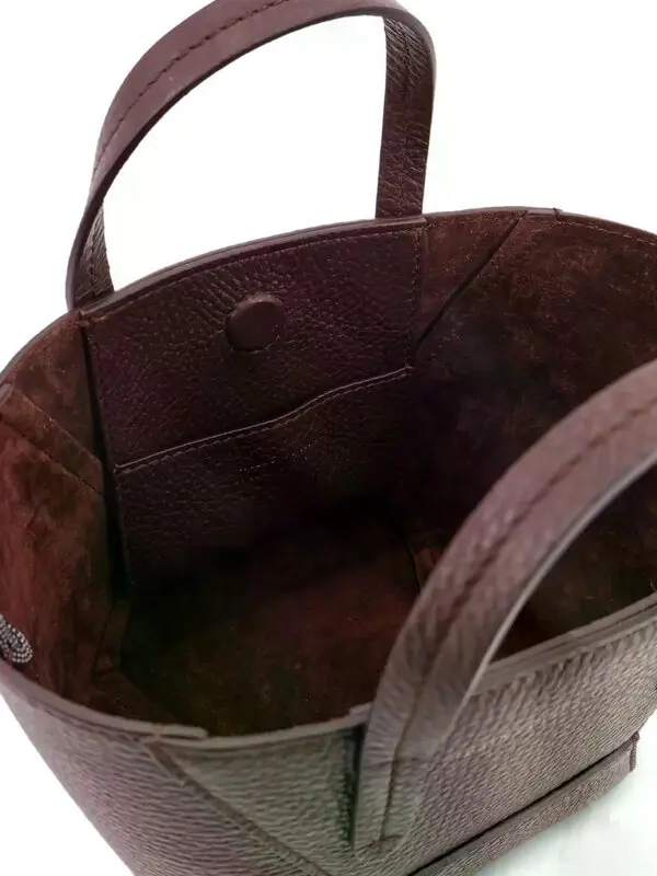 Brunello Cucinelli Textured Top Handle Shoulder Bag - Brown