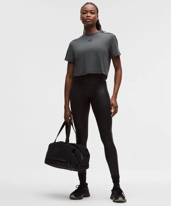 Lululemon Jersey Training Cropped Short-sleeve Shirt - Coal/graphite Grey