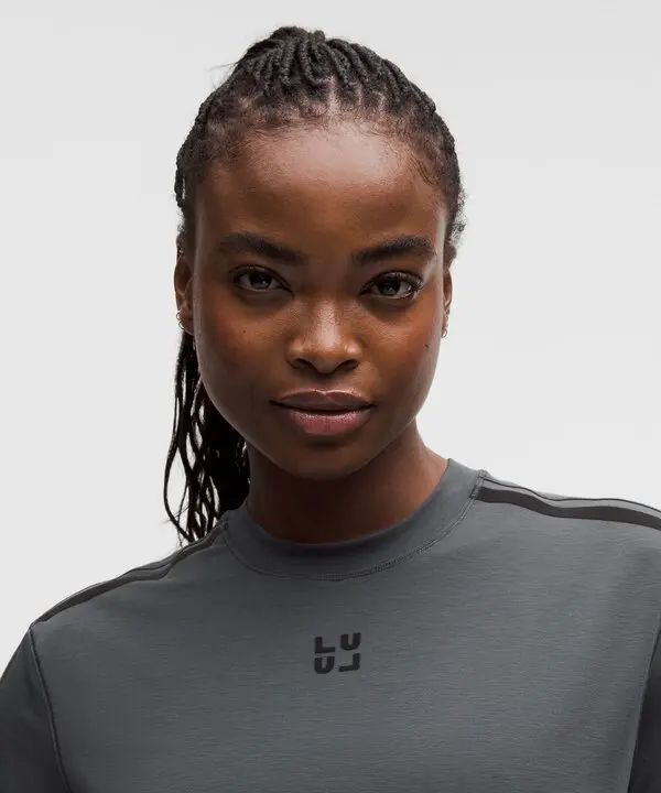 Lululemon Jersey Training Cropped Short-sleeve Shirt - Coal/graphite Grey