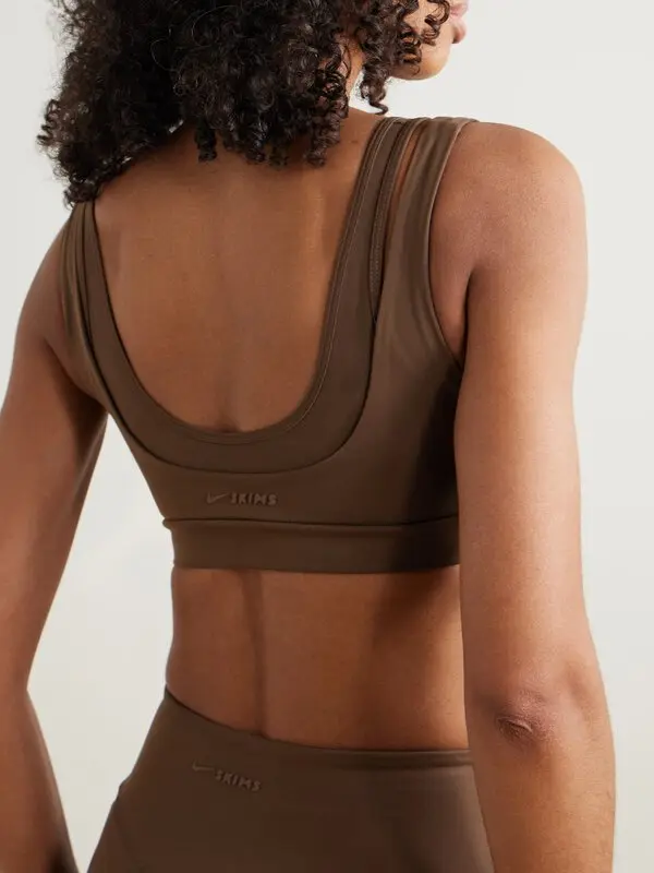 SKIMS Nike Double Strap Scoop Bra - Brown