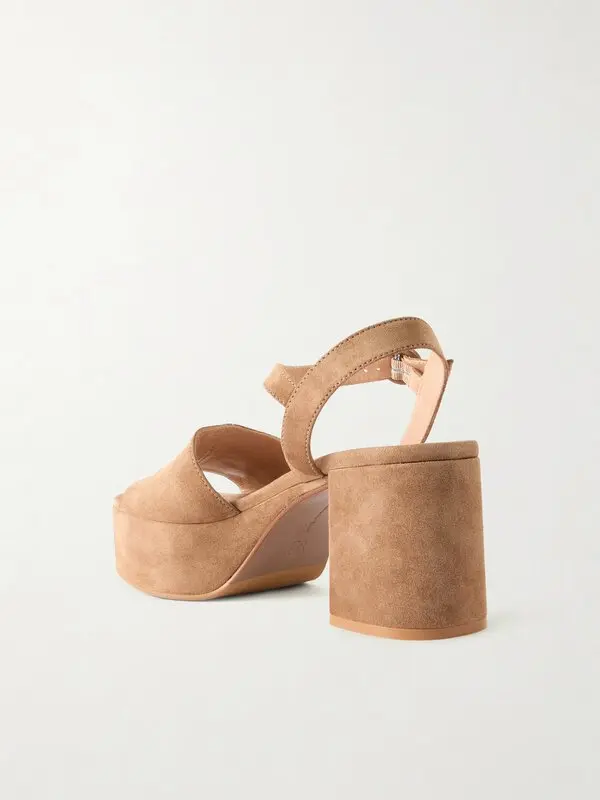 GIANVITO ROSSI Carol 35 Suede Platform Sandals - Neutrals