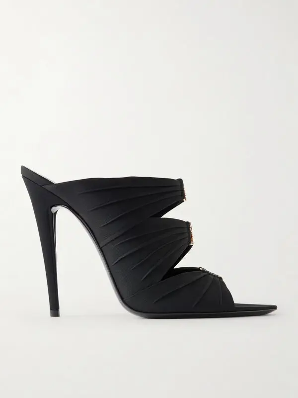 Saint Laurent Emilie Crystal-embellished Mules - Black