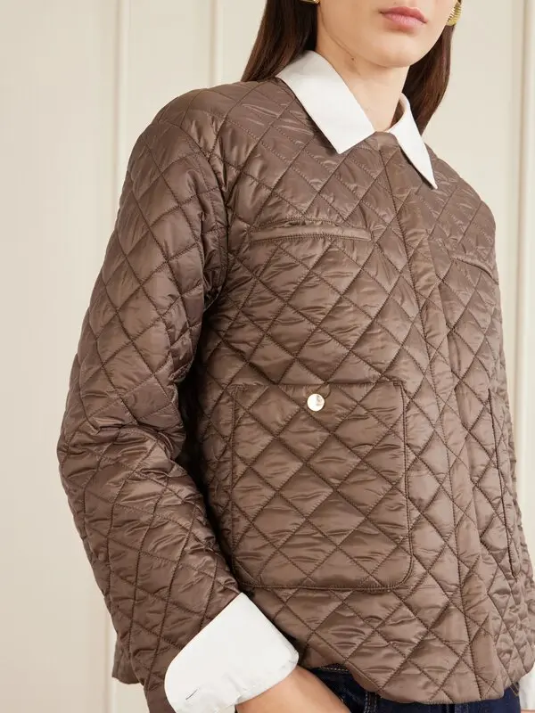 Max Mara Cropped Padded Quilted Shell Jacket - Brown