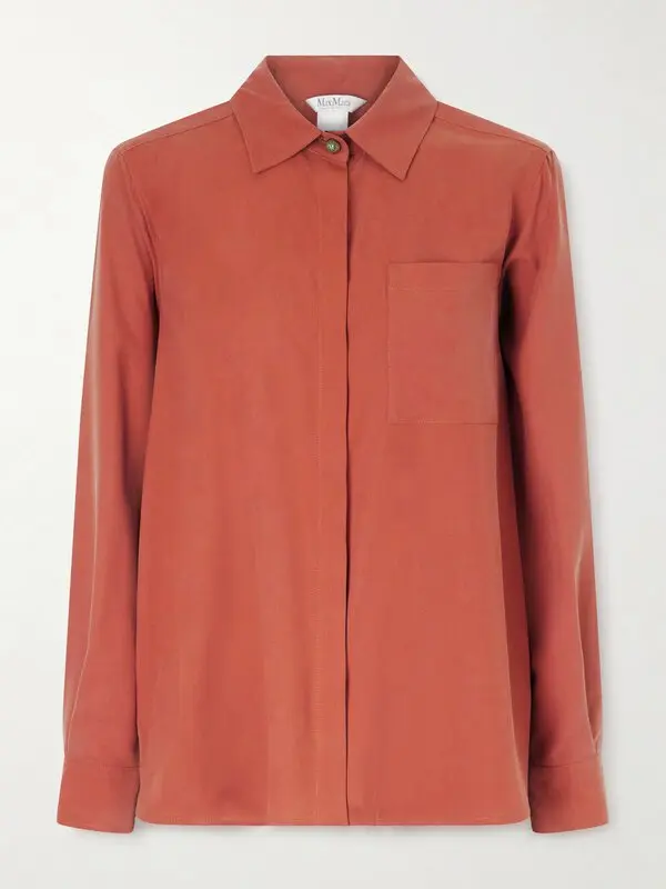 Max Mara Silk Button-down Shirt - Red