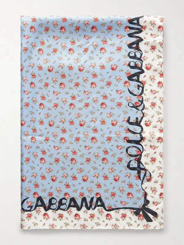 Dolce & Gabbana Printed Silk-twill Scarf - Blue