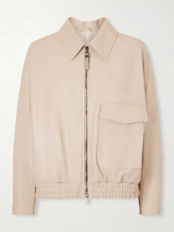 Brunello Cucinelli Leather Jacket - Neutrals