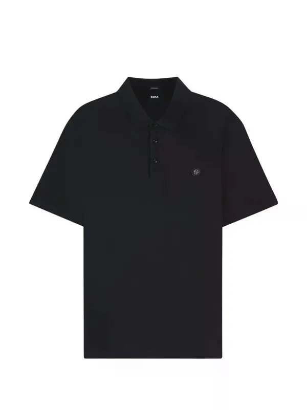 BOSS Mercerized-cotton Polo Shirt With Double B Monogram - Black