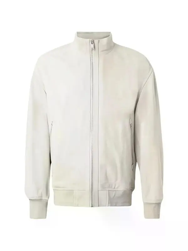 BOSS Leather Bomber Jacket - Neutrals