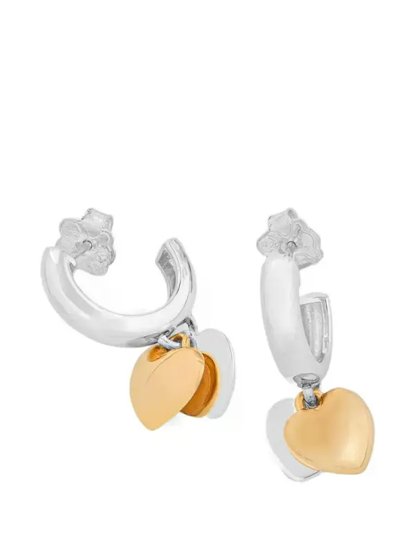 TOUS Heart Charm Hoop Earrings - Silver