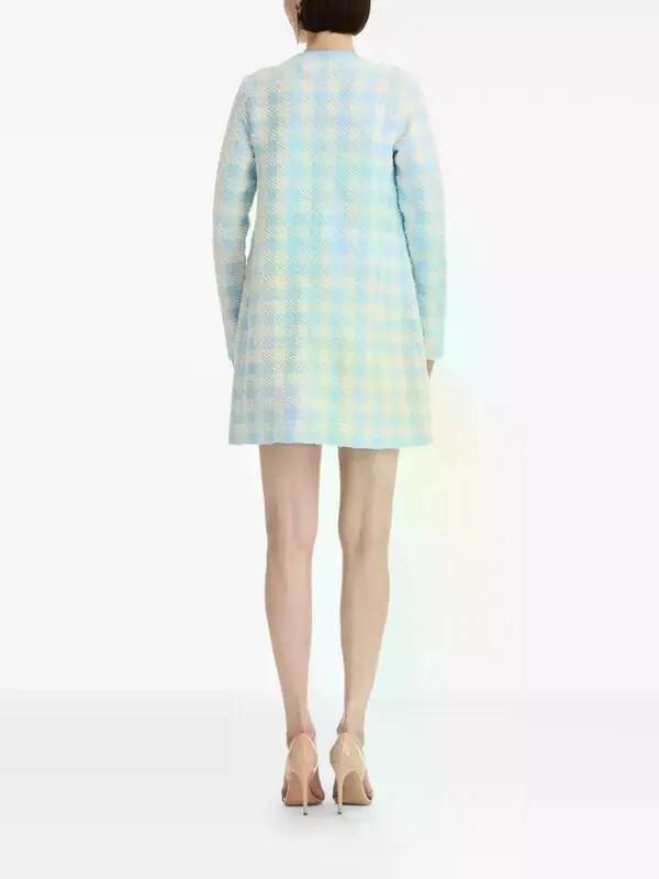 Oscar De La Renta Gingham Coat With Floral Appliqu
