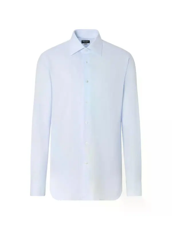 Zegna Micro-checked Cotton Shirt - Blue