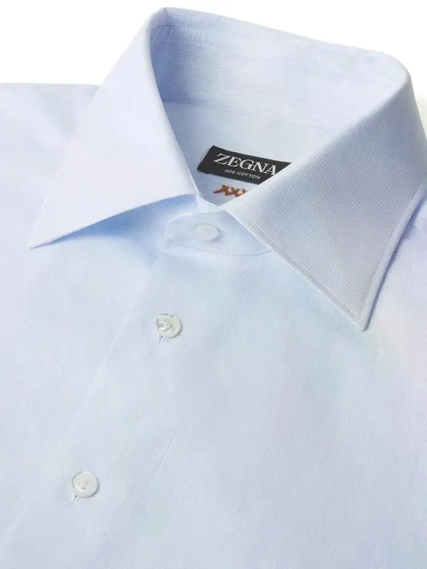 Zegna Micro-checked Cotton Shirt - Blue