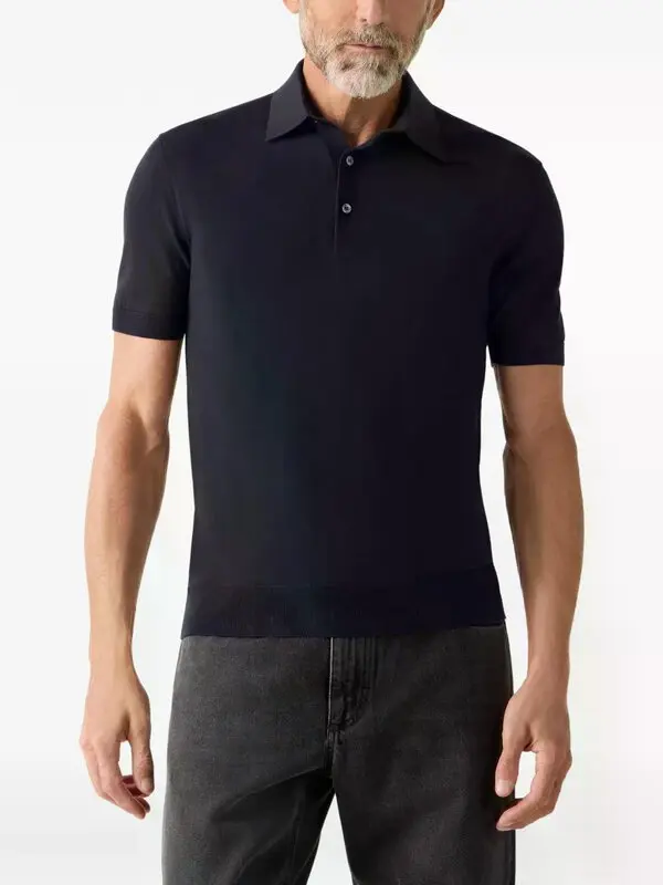Zegna Button-up Polo Shirt - Blue