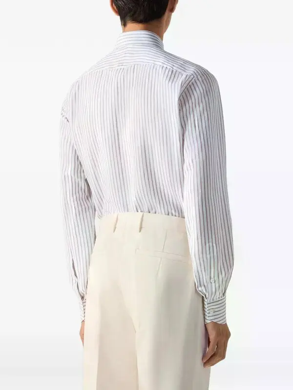 Zegna Striped Cotton Shirt - White