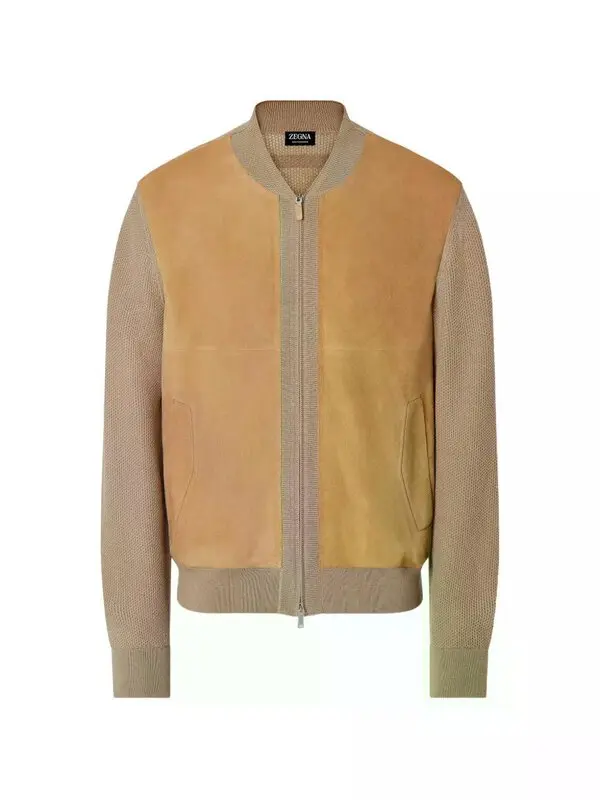 Zegna Panelled Bomber Jacket - Neutrals