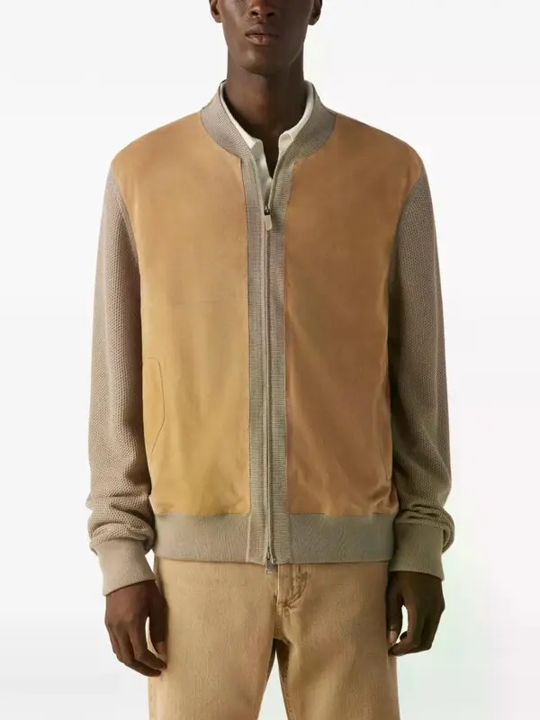 Zegna Panelled Bomber Jacket - Neutrals