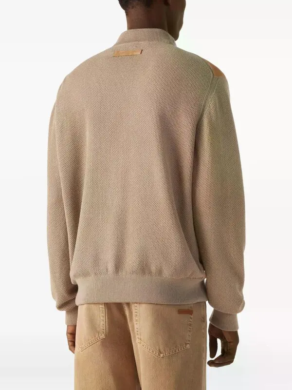 Zegna Panelled Bomber Jacket - Neutrals