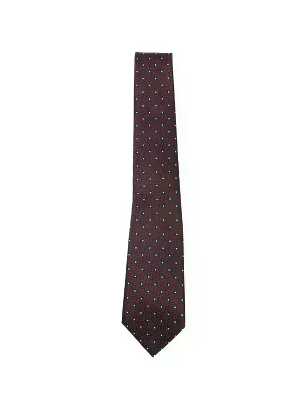 Zegna Square Polka Dot Tie - Red